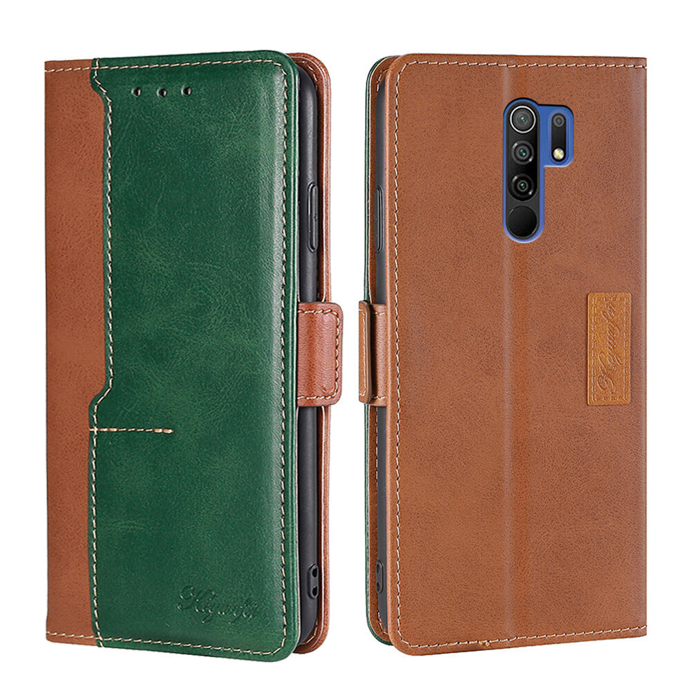 Чехол-книжка MyPads для Xiaomi Redmi 9 / 9 Prime / Poco M2 / Сяоми Редми 9 (Зеленый + коричневый)