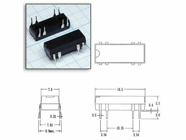 D1A050X00, Реле герконовое, DIP-корпус, напряжение управления 5VDC, нормально открытый контакт, с диодом и металл. корпусом