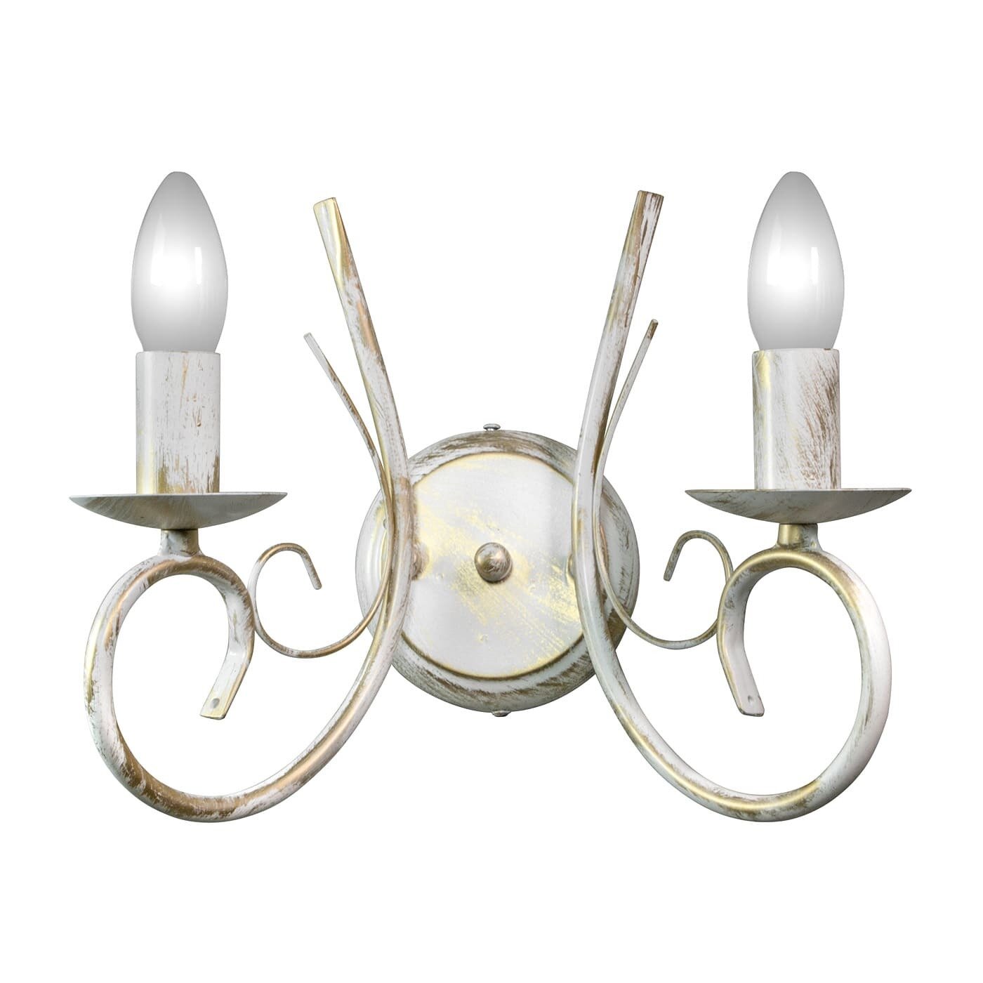 Бра настенные классика 2 лампы свечи белая с золотом Петрасвет S1202-2 Россия