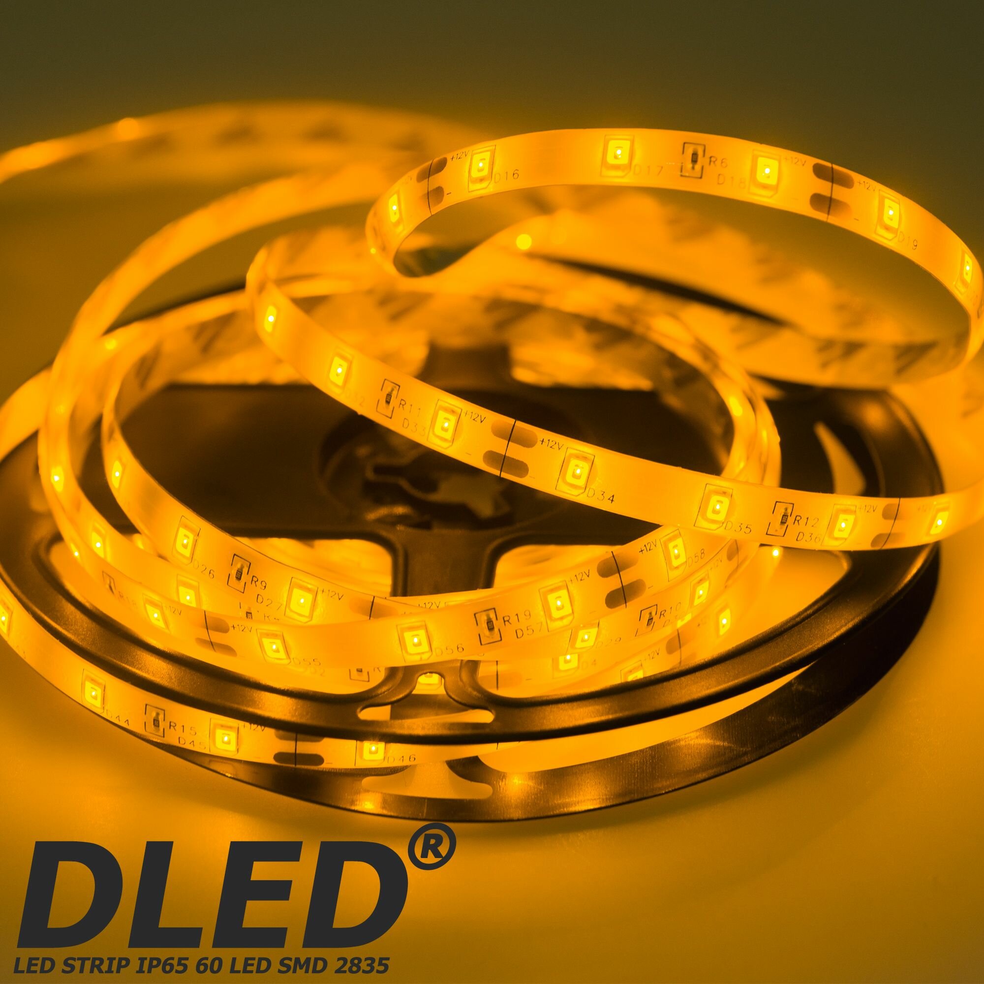 Комплект 5 метров влагозащищенной светодиодной лентой SMD 2835 (60 LED IP65 Желтая) с блоком питания