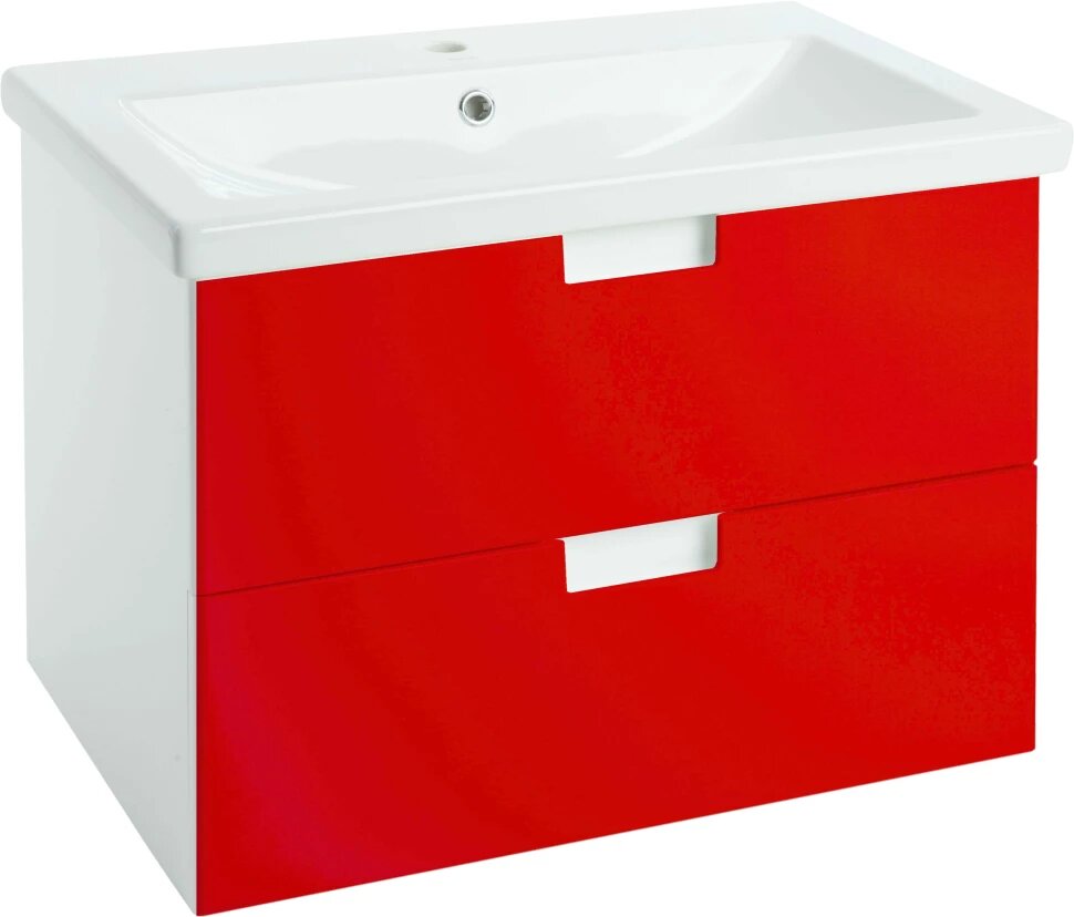 Тумба с раковиной красный глянец/белый глянец 60 см Bellezza Пегас 4630409270030 + 4690311045409