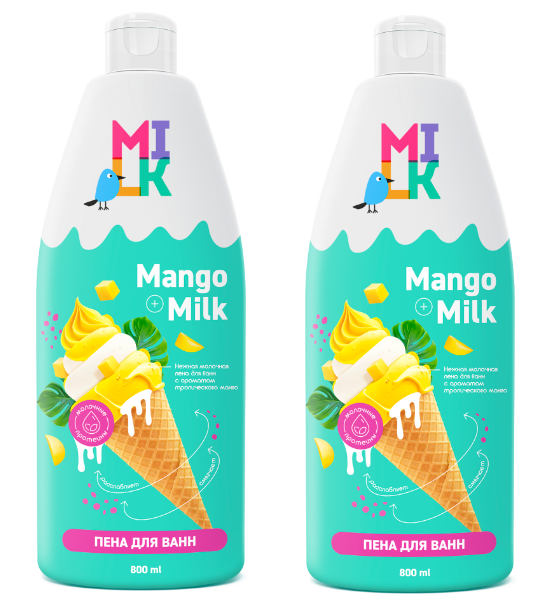 Пена для ванн Milk Молоко и манго, 800 мл, 2 шт