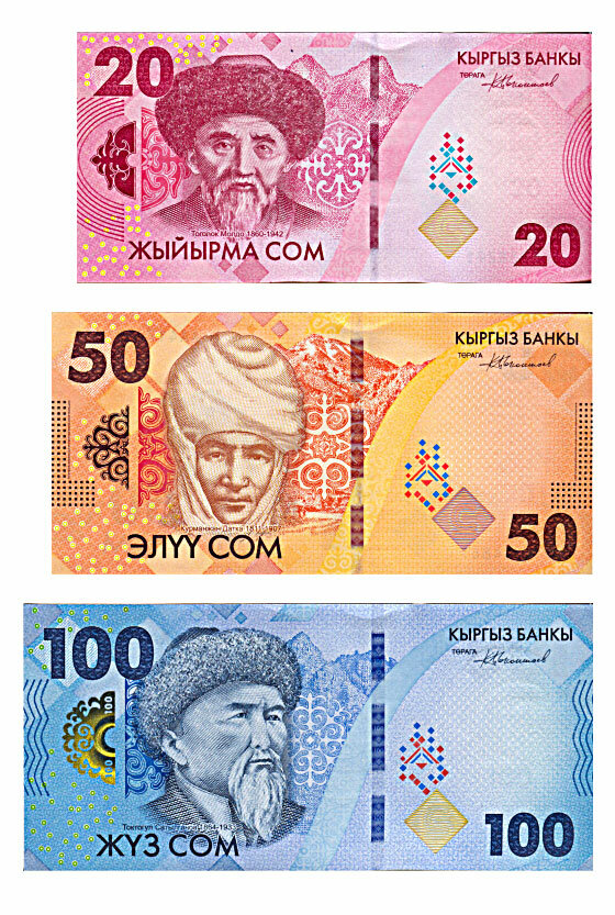 Набор банкнот Киргизия 2023 года 20, 50, 100 сом