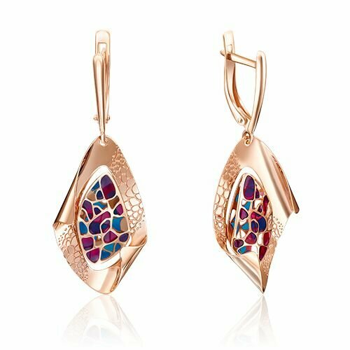 Серьги, красное золото, 585 проба, эмаль