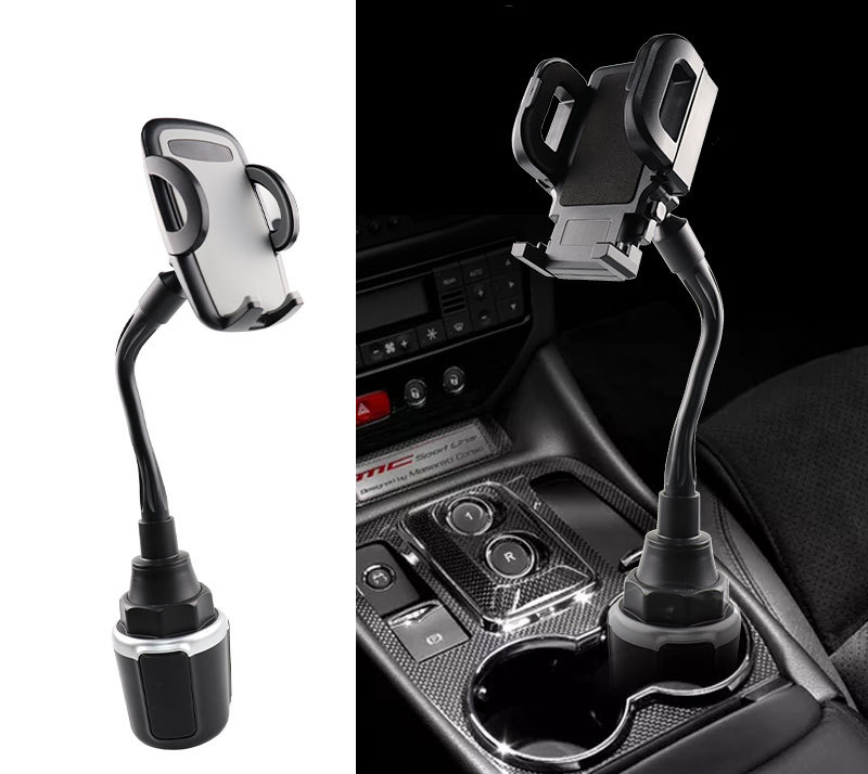 Держатель телефона в подстаканник MyPads поворотный автодержатель кронштейн с креплением смартфона черный
