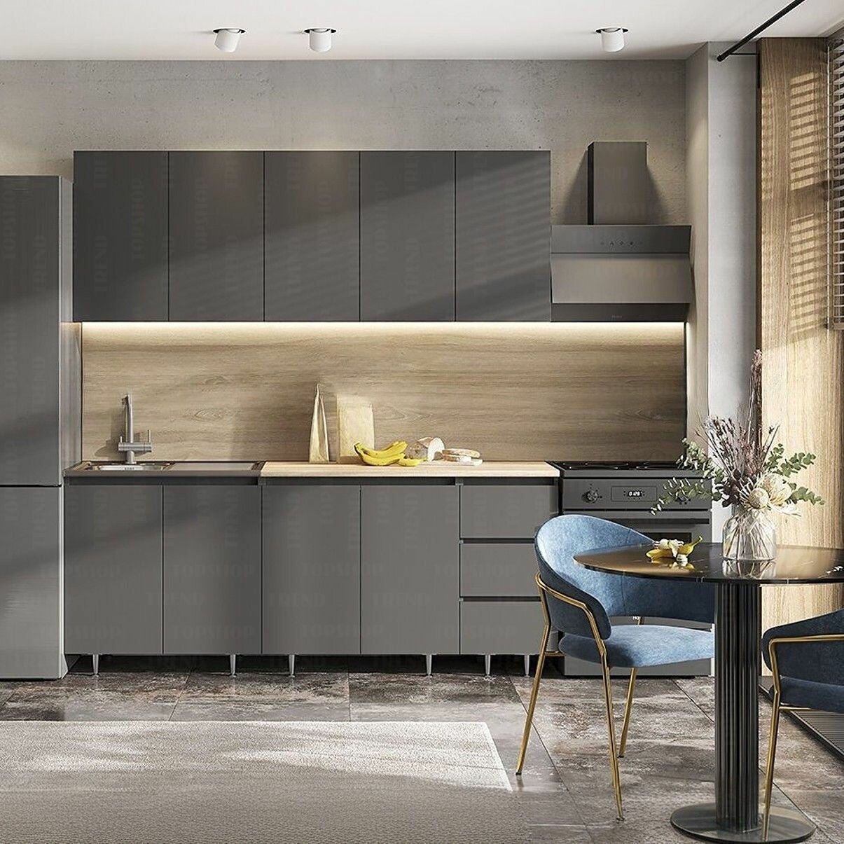 Кухня 2,0 м Графит/Сонома