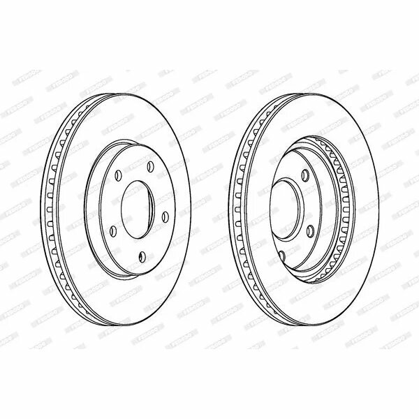 Диск тормозной передний вентилируемый для автомобиля Dodge Mitsubishi, FERODO DDF1599C (1 шт.)