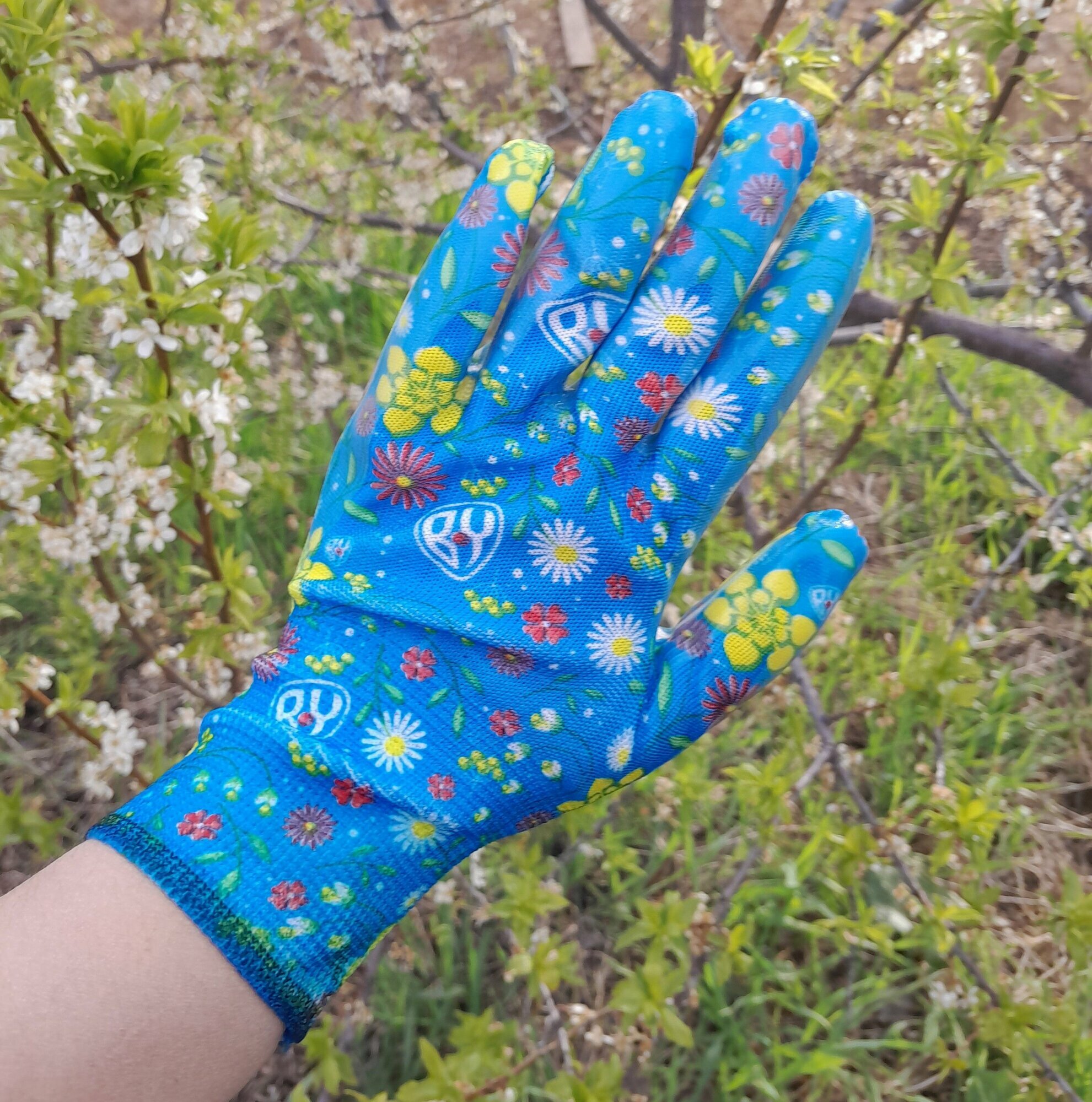 Перчатки садовые с покрытием из нитрила, размер L, многоразовые