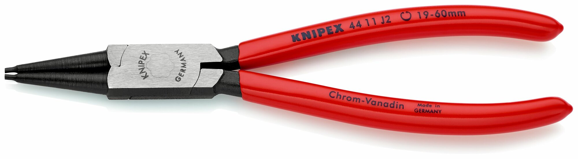 Щипцы KNIPEX для внутренних стопорных колец, прямые губки, d 19-60 мм, длина 180 мм, фосфатированные KN-4411J2
