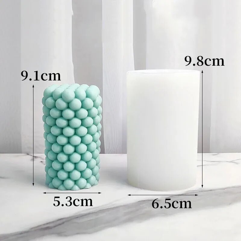 Силиконовая форма 3D цилиндрическая DOTS, размер готовой формы 9,1х5,3мм.