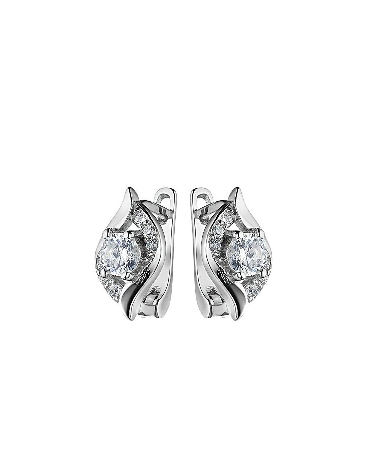Серьги, серебро, 925 проба, родирование, фианит