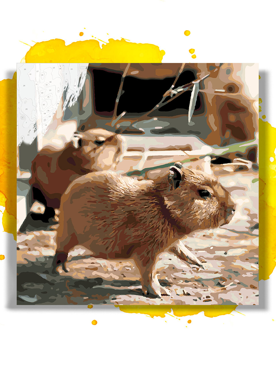 Картина по номерам на холсте Ваще маленькие капибары жесть, 40 х 40 см