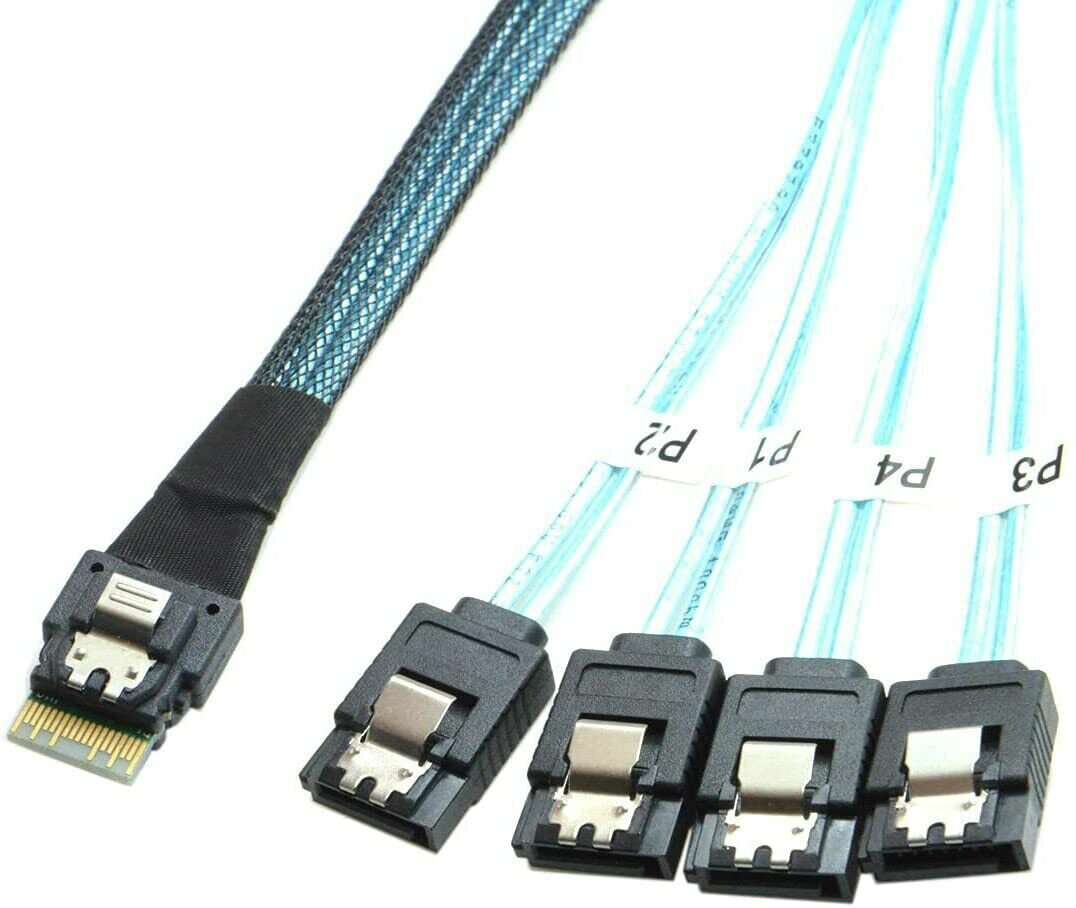 Кабель интерфейсный SAS slimline SFF8654 SAS4.0 一 4 xSATA 3.0