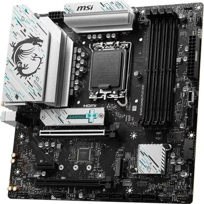 MSI B760M GAMING PLUS WIFI, B760, LGA1700,4DDR5,2PCI-Ex16,1PCI-Ex1,2M.2,4SATA3,2USB3.2 Gen2,7US