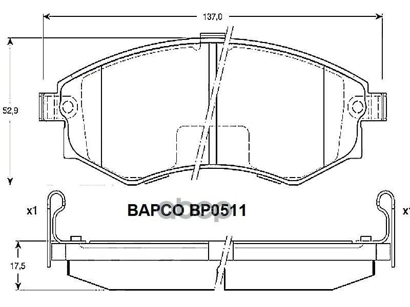 Колодки тормозные дисковые BP0511 передние, комплект, BAPCO арт. BP0511