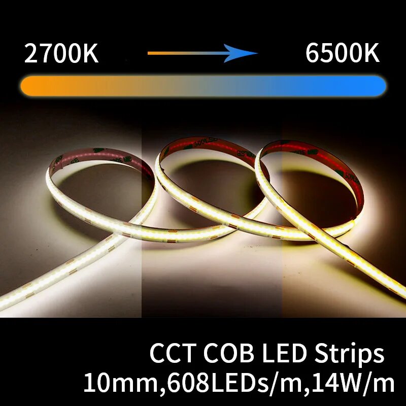 Teopek COB RGB CCT RGBW светодиодная лента 5м 608led-m 10mm CCT, DC12V