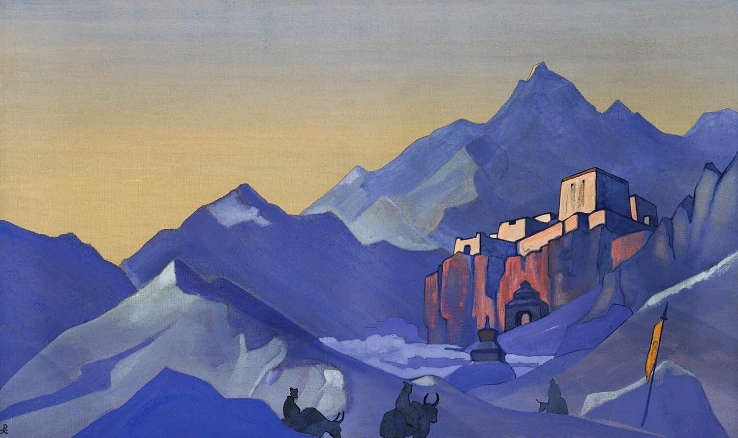 Постер "Твердыня Духа", 1932, Н. К. Рерих, репродукция (24,5 х 41 см), печать на шелке