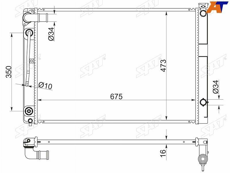 . SAT Радиатор охлаждения двигателя для Toyota Alphard (H10) 02-08