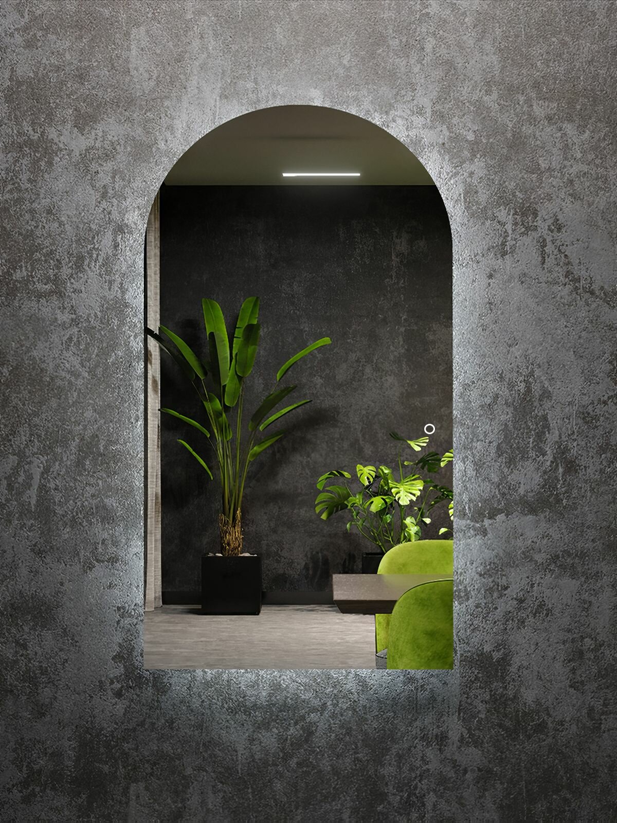 Зеркало настенное арка в полный рост с подсветкой 60х115см холодный свет