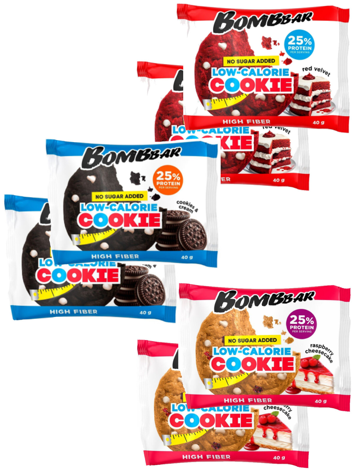Протеиновый батончик BombBar Protein cookie 40 6 x 40 г, Микс