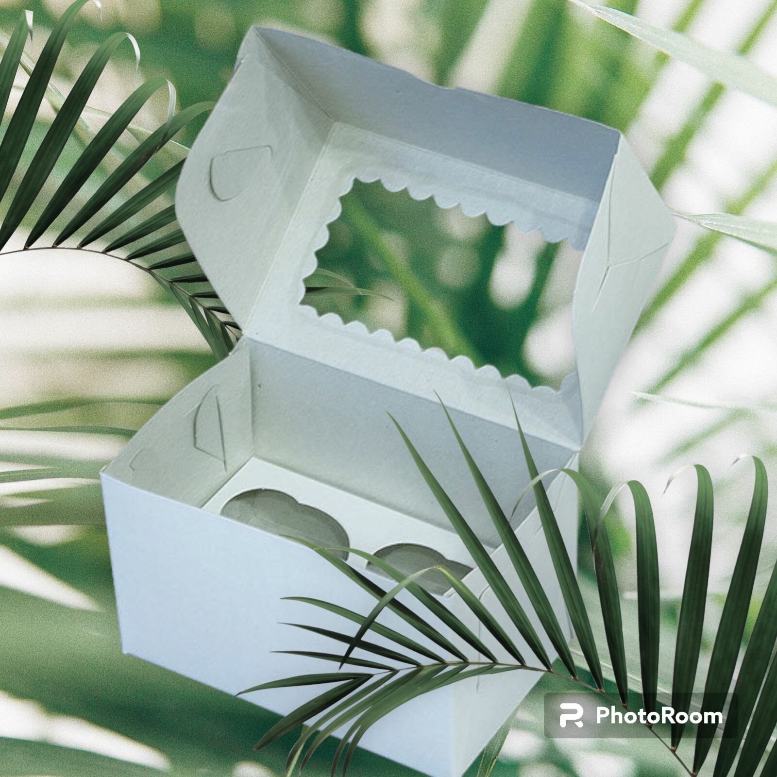 Коробка c окном 10х16х10 см. упаковка 5 штук, для 2-капкейков, белая, Праздничные украшения, Подарочная упаковка