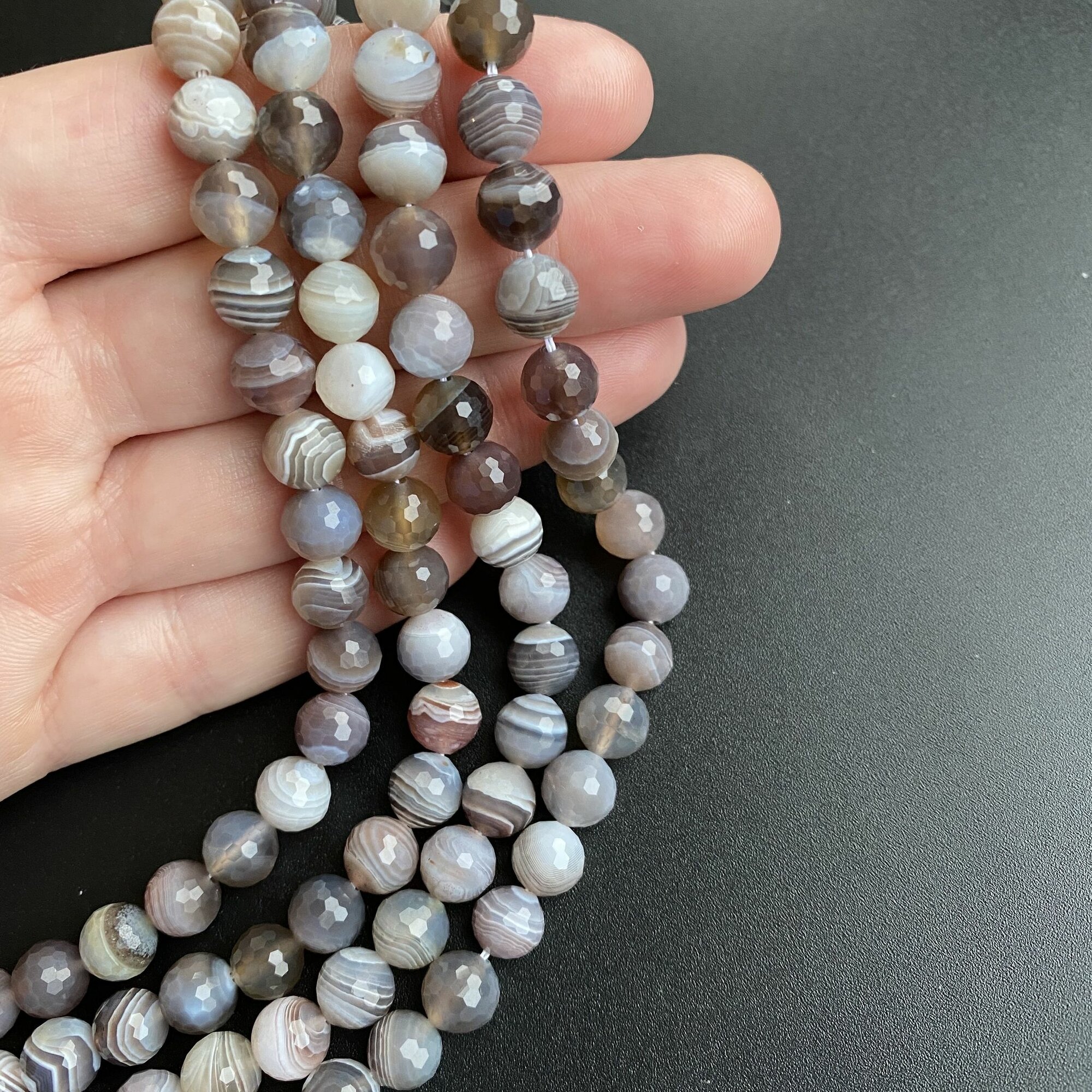 Агат Ботсвана А шар граненый 8 мм (нить 39 см) Бусины из натурального камня, Suntrim