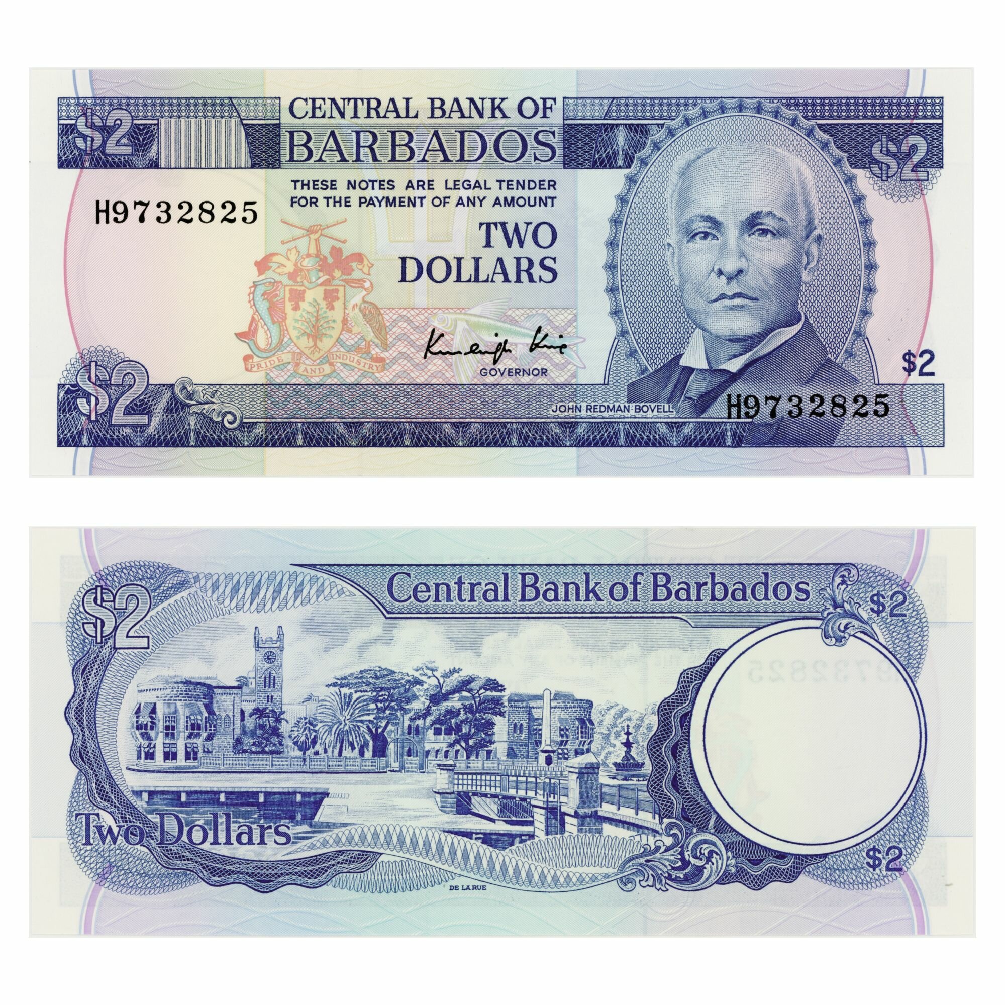 Банкнота Барбадос 2 доллара 1986 год Uncirculated (UNC) Pick 36