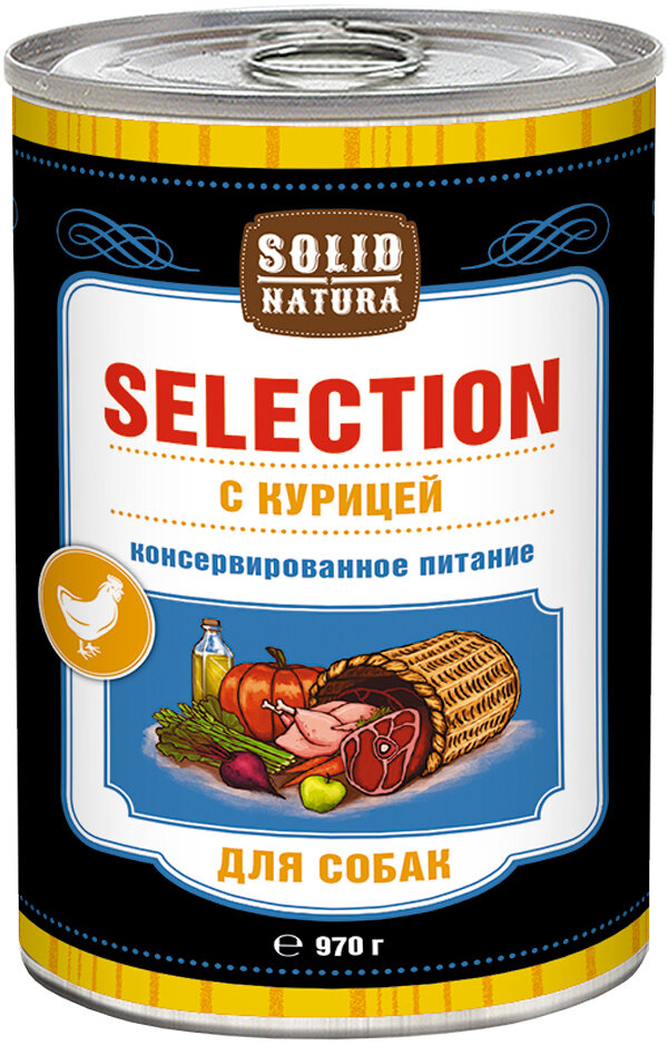SOLID NATURA SELECTION для взрослых собак с курицей (970 гр х 6 шт)