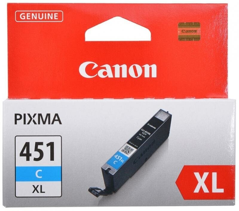 Картридж CANON CLI-451XL C увеличенный синий в блистере для PIXMA iP7240/MG6340