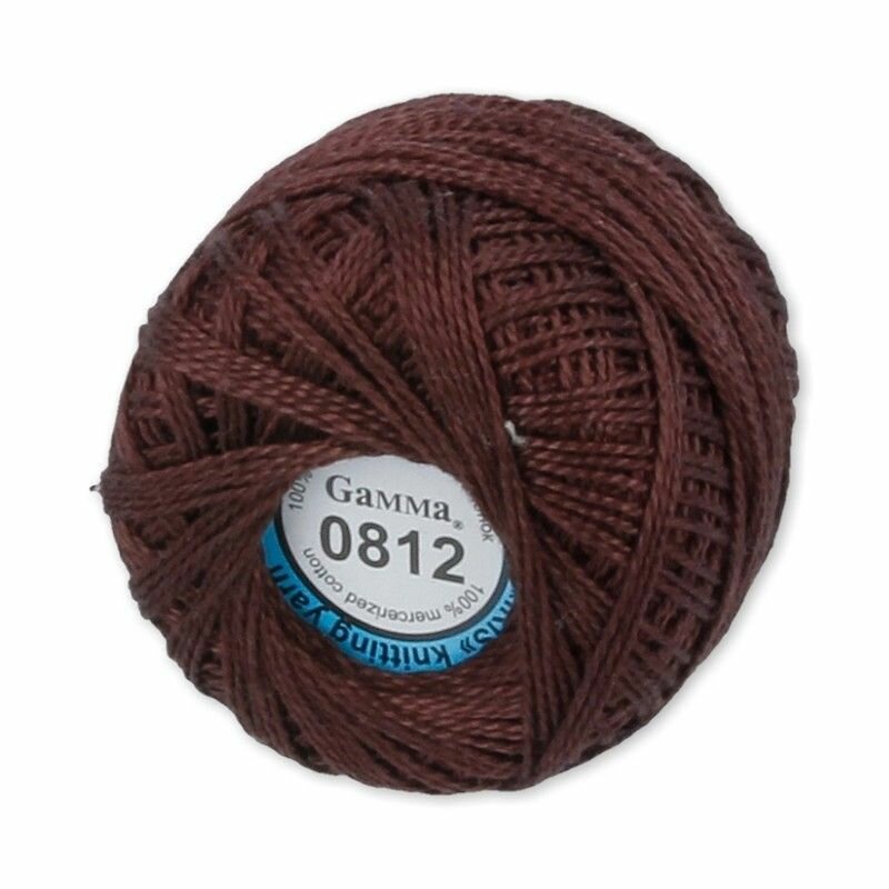 Пряжа нитки Ирис "Gamma" набор 10 мотков, хлопок, 82м, для вязания №0812 темно-коричневый