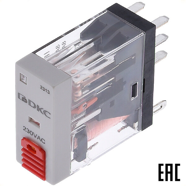Реле промежуточное IR-230AC-2CO-D 230В AC 8А 2 переключающихся контакта LED DKC