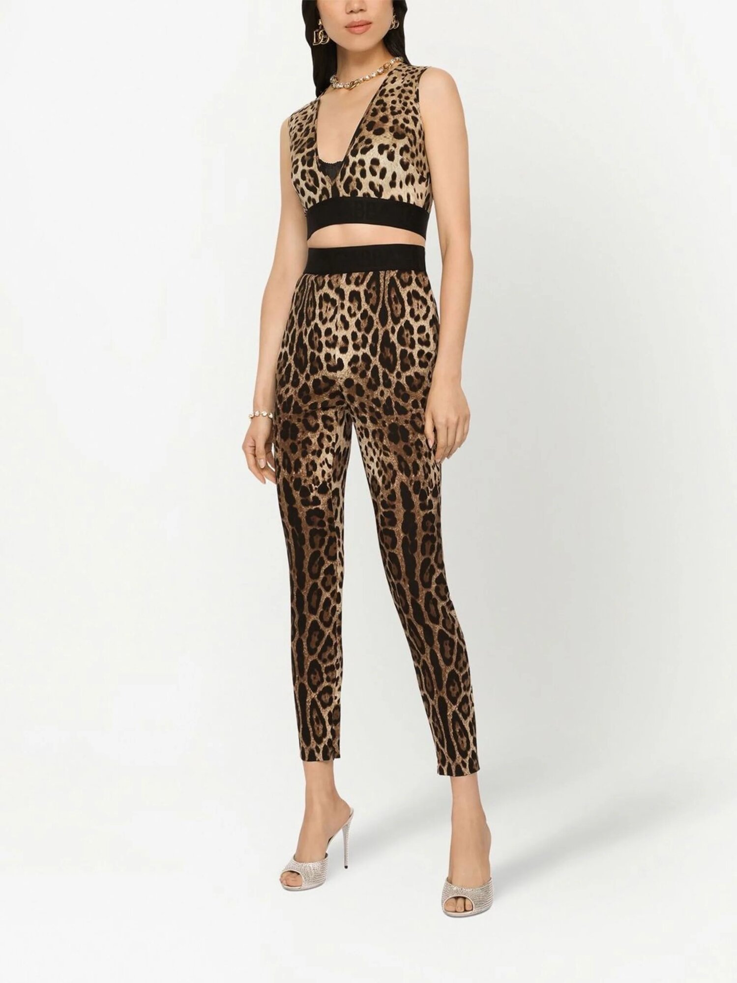 Топ DOLCE & GABBANA Leopard-print crop top, размер 44 — фото 1