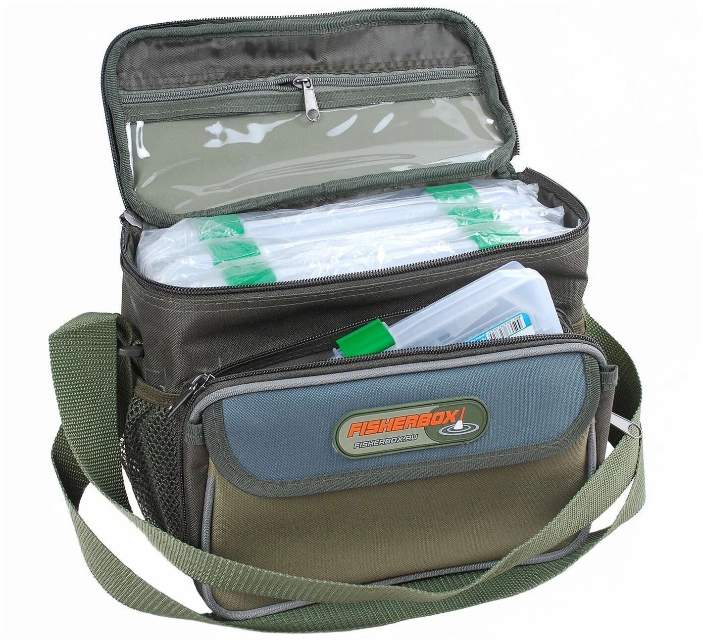 Сумка фирма FisherBox С107 (4 коробки в комплекте), цвет: Хаки