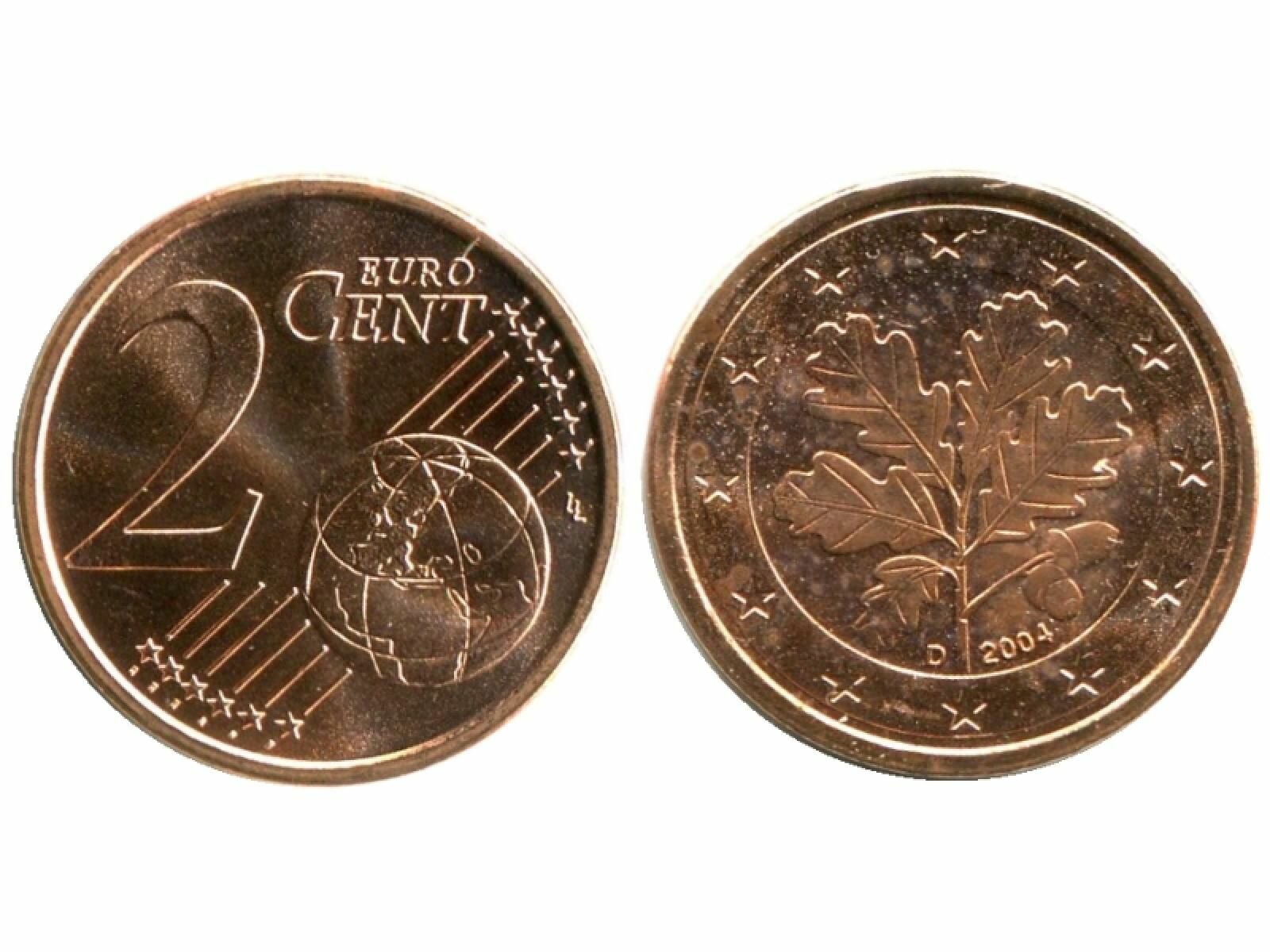 2 евроцента Германии 2004 г. (D)