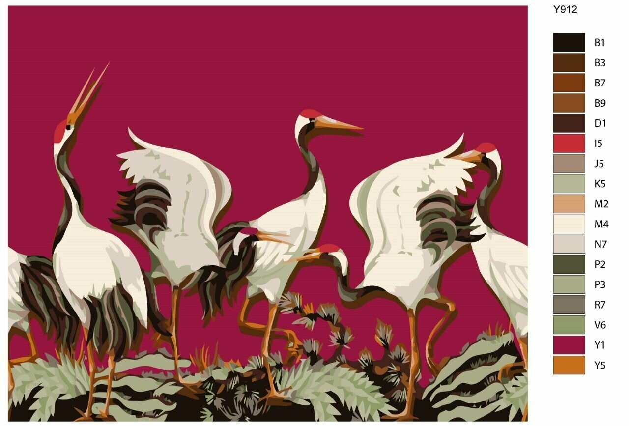 Картина по номерам Y-912 "Аист в японской живописи" 40х50