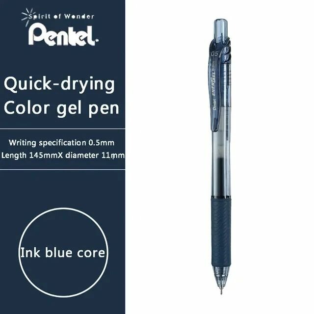 12 шт, японская быстросохнущая нейтральная игольная ручка Pentel BLN-105, 0,5 мм