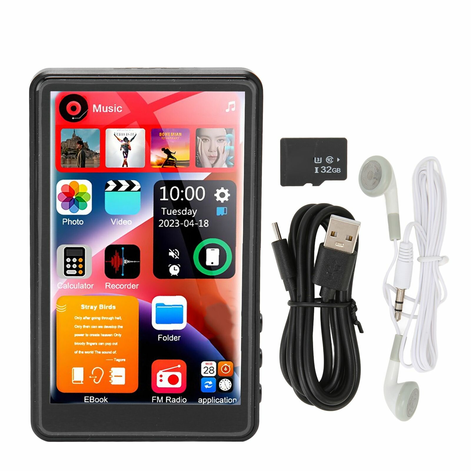 MP3-плеер 4 сенсорный HD, шумоподавление, запись, FM-радио, 1080P, Bluetooth, 16-32 ГБ