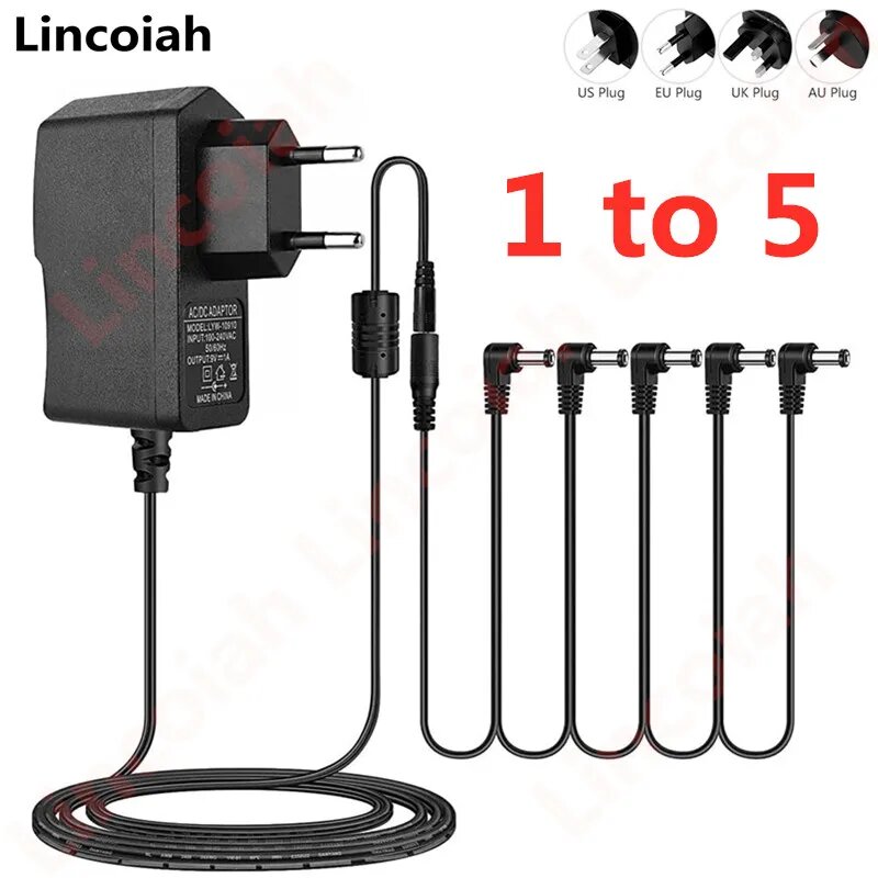 Адаптер питания 9V 1A 5 Way EU Plug для гитар — фото 1