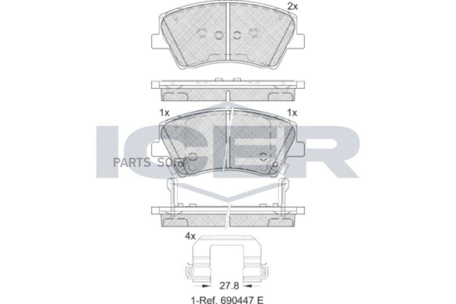 ICER 182314 Колодки торм. диск. HYUNDAI ELANTRA Sedan (02/16-) ()