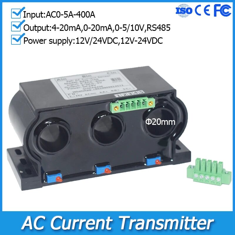 Передатчик тока SOWAKAM 3-фазный 4-20 мА AC0-40A, Output 4-20mA, 24VDC