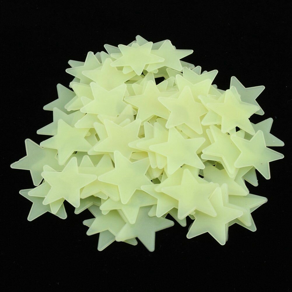 100 шт. 3D-наклейки на стену в виде звезд, светящиеся в темноте, для декора детской комнаты, светящиеся ночники в виде звезд