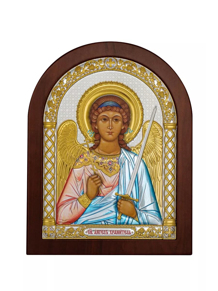 Икона серебряная, греческая Ангел Хранитель, 172х224мм.