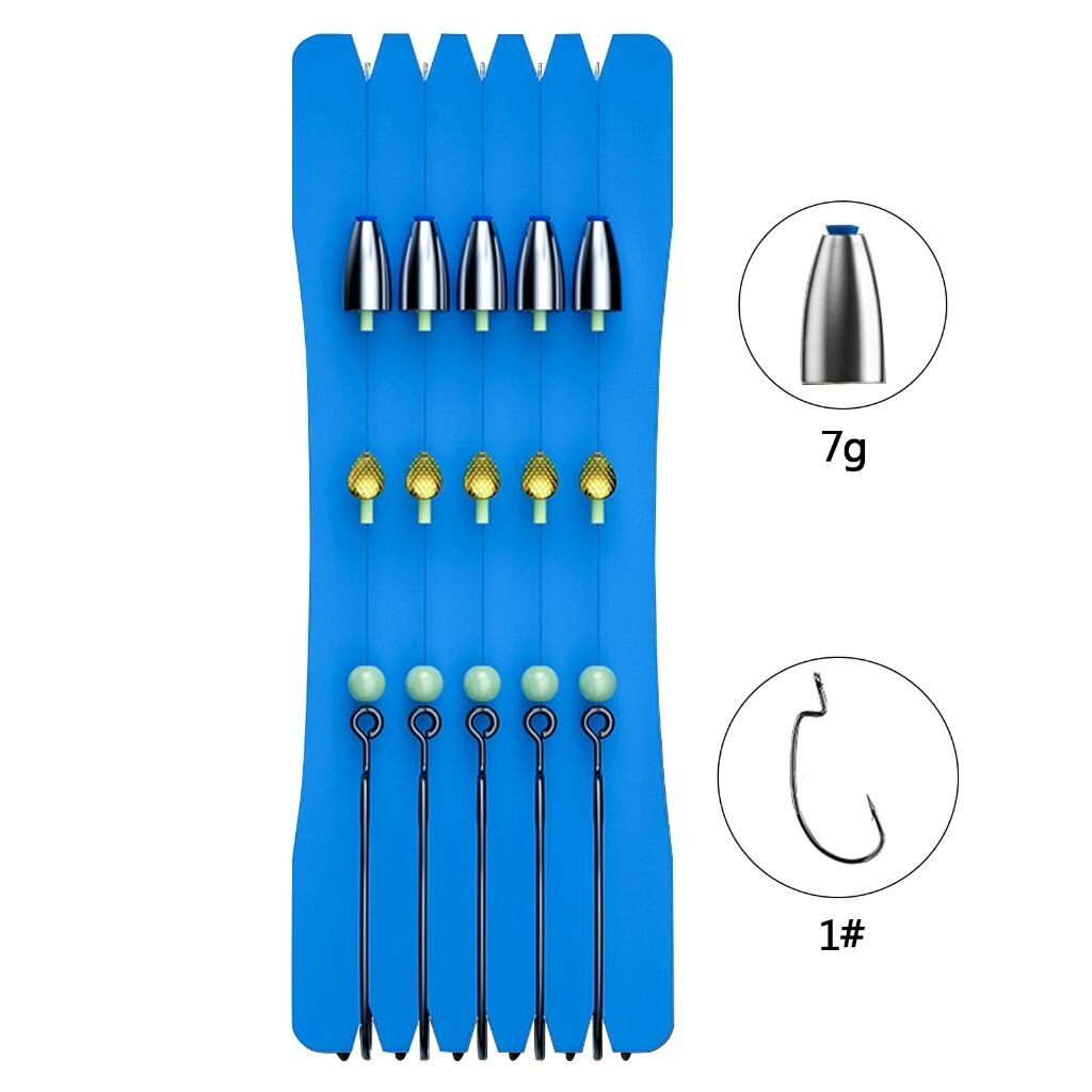 Инструменты для рыбалки, Набор для рыбной ловли в Техасском стиле с зелеными блестками - 7 г пластиковый сердечник + крючок с изогнутым хвостом №1 + леска №4, один набор