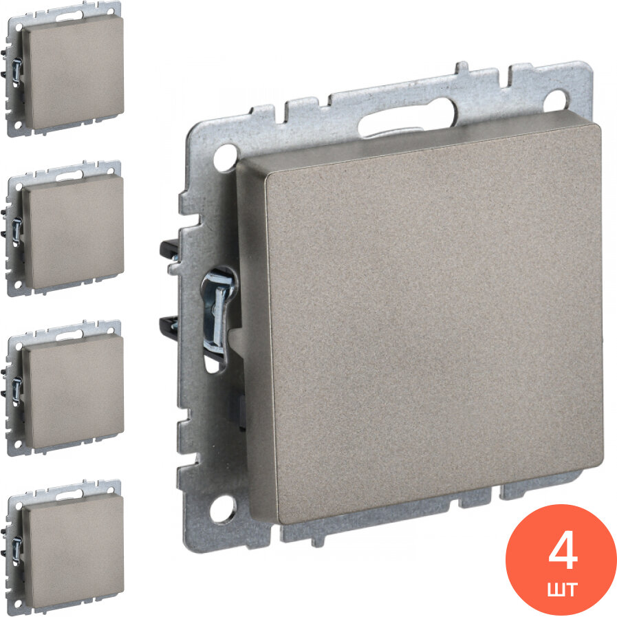 Выключатель IEK / ИЭК Brite ВС10-1-0-БрШ, 10А 230В IP20 шампань 74х74х43мм одноклавишный, BR-V10-0-10-K37 / переключатель (комплект из 4 шт)