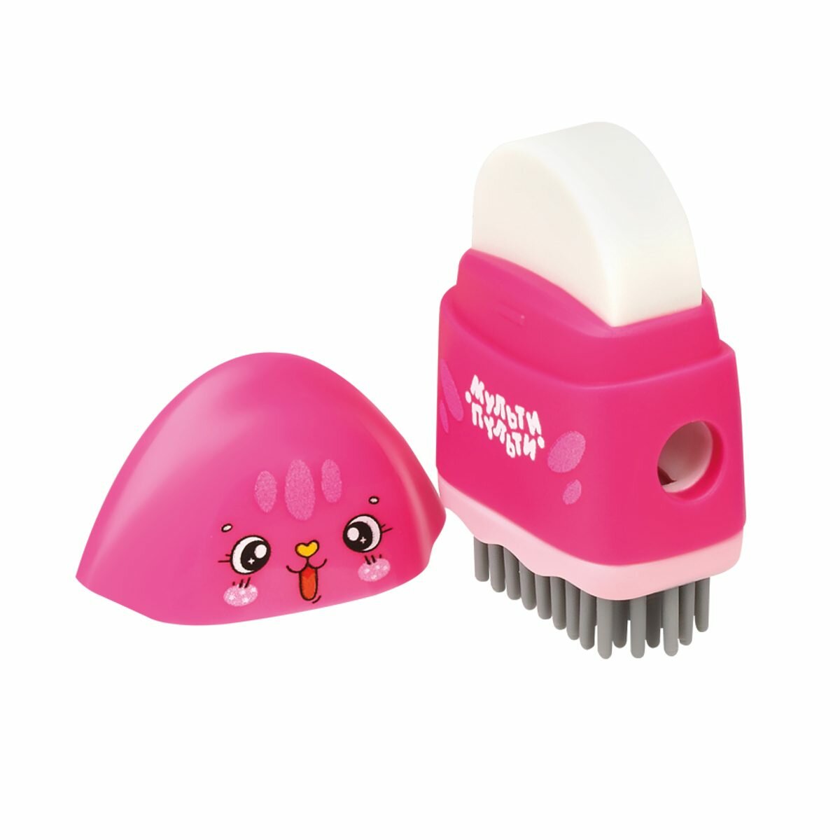 Точилка ручная пластиковая с ластиком Мульти-Пульти "Милашки" (1 отверстие, с контейнером) (SR_48479), 24шт.