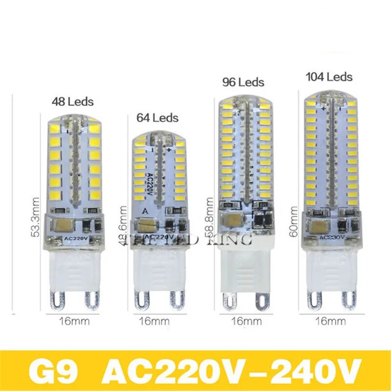 Светодиодная лампа G9 7W теплый белый свет 220V