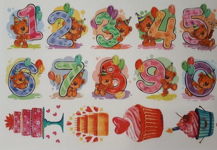 "Выдумщики" Водорастворимые картинки 21.6x14 см "Цифры ко дню рождения" 081