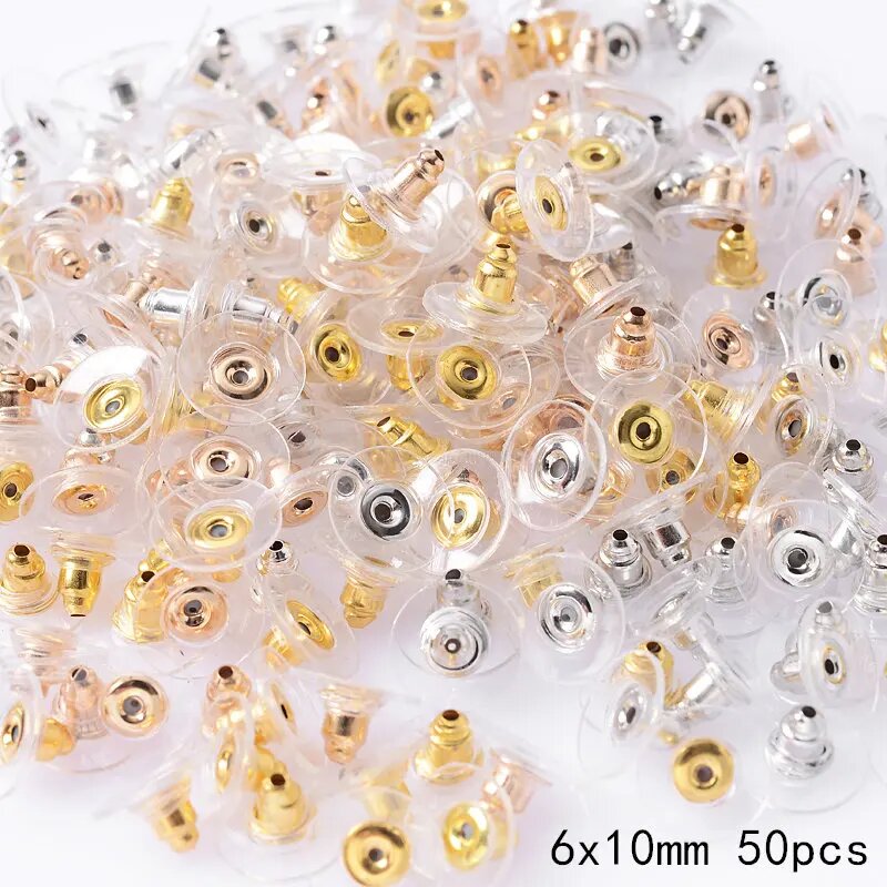 Застежки для сережек-гвоздиков металлические 300 шт Mix 50pcs