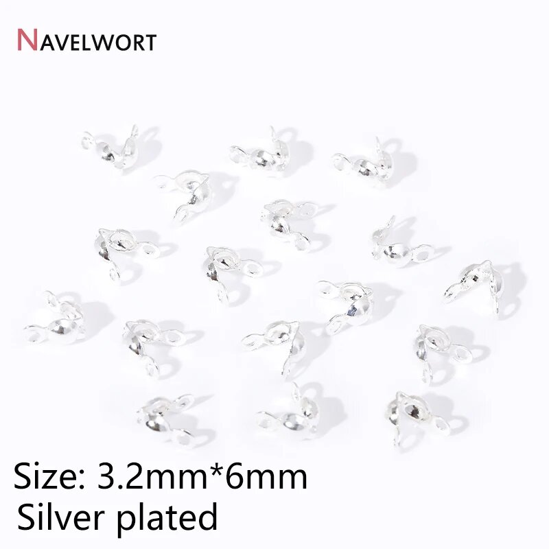 Калотты для бижутерии NAVELWORT латунные золотистые 3,2 мм/4 мм 30 шт Silver plated