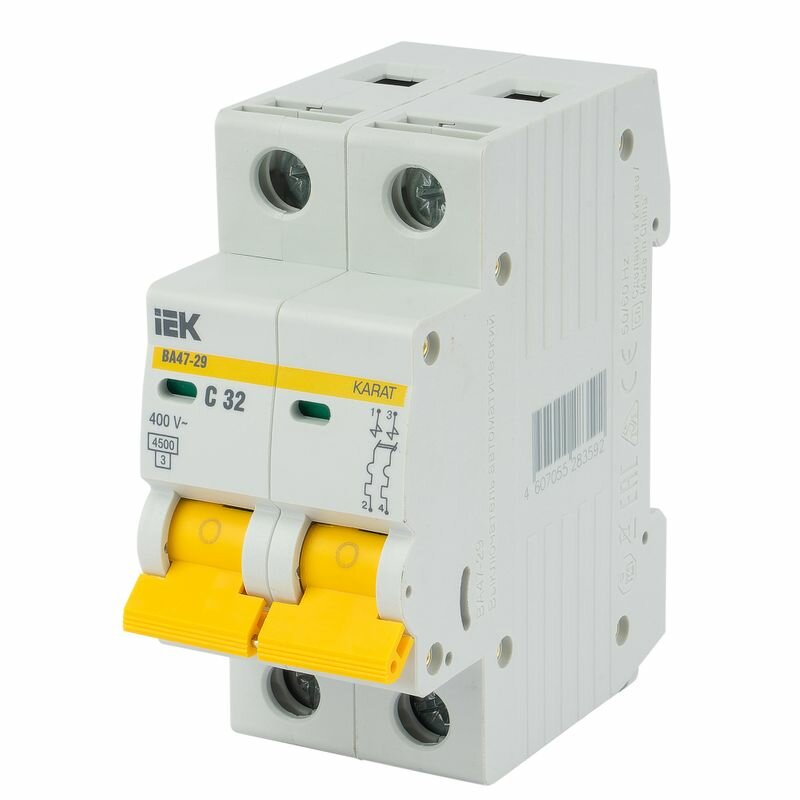 Выключатель автоматический двухполюсный C 32А 4.5кА IEK